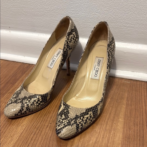 Jimmy Choo | Shoes | Authentic Jimmy Choo Snakeskin Pumps Tan And Black ...